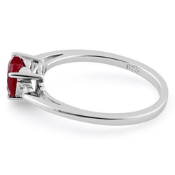 CZ Ruby Heart .925 Sterling Silver Ring CZ Accents For Women – SeaSpray ...