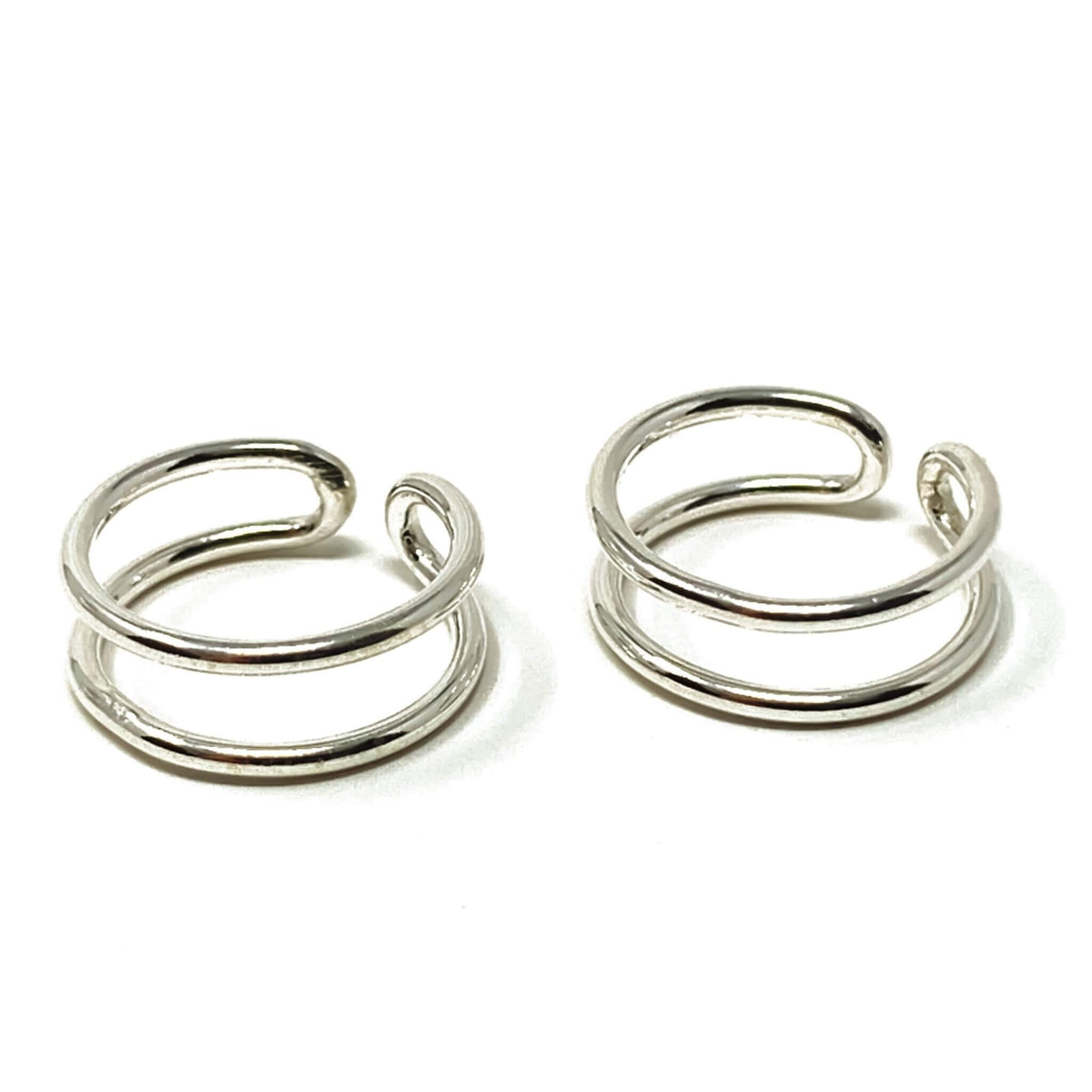 Double Band Sterling Silver Ear Cuff Earrings - Cartilage Earrings