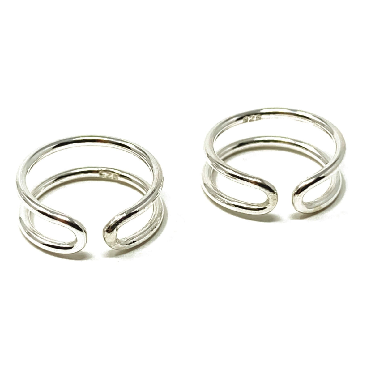 Double Band Sterling Silver Ear Cuff Earrings - Cartilage Earrings ...